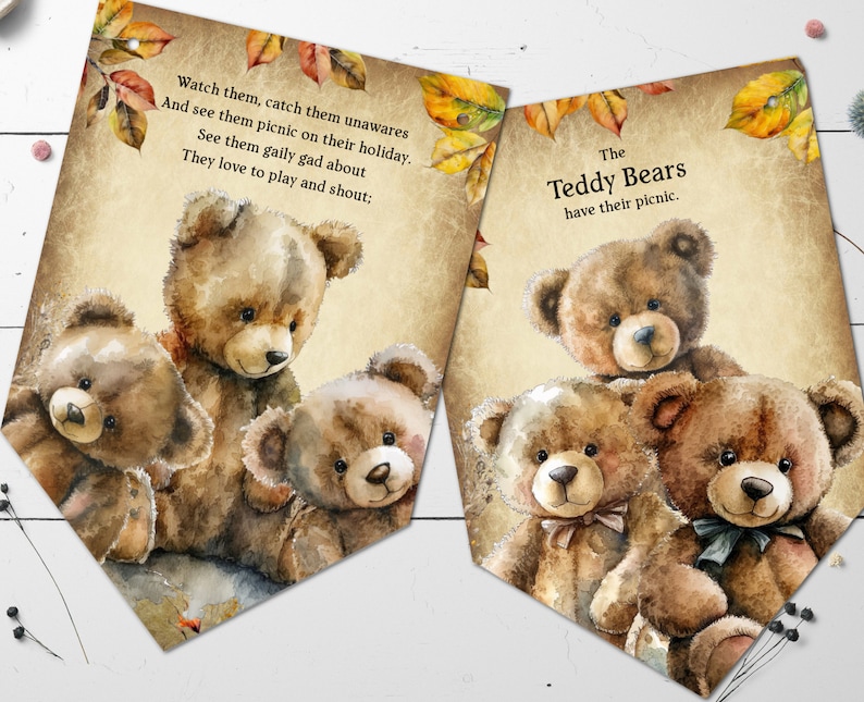 Vintage Style Woodland Teddy Bears Picnic Teddy Bear - Etsy