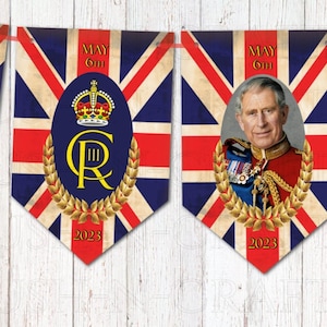 King Charles III Coronation Bunting Vintage Style Union Jack - Etsy UK