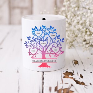 Personalised Family Tree Sadaqah Savings Jar Ceramic Money Box From 2 ...