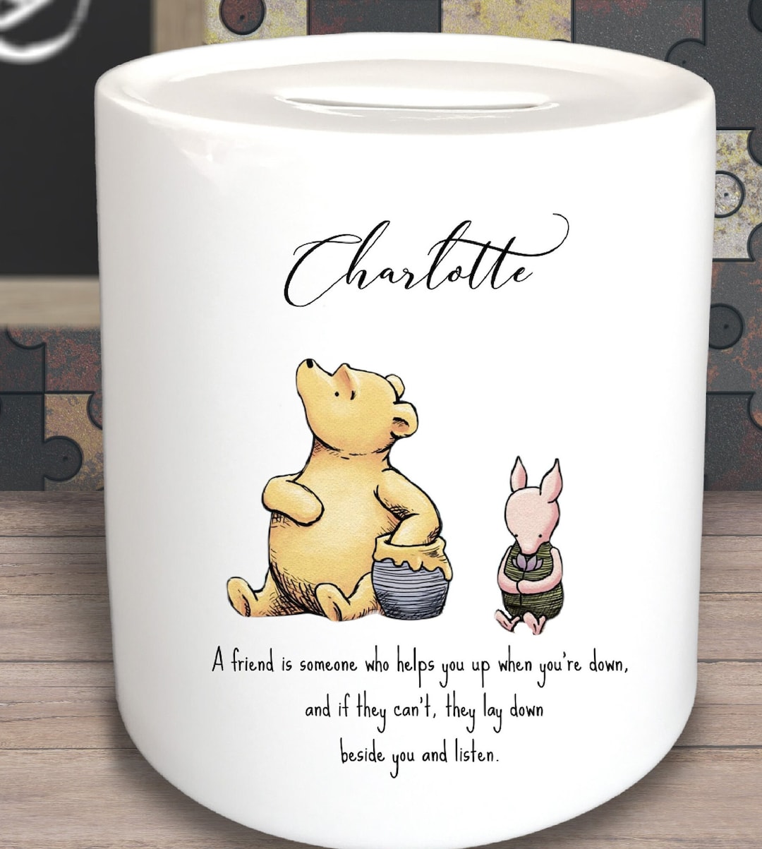 Personalised Winnie the Pooh Money Box 'A Friend is Someone...' Ceramic ...