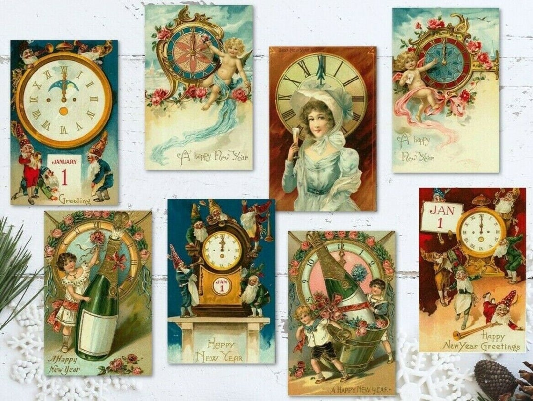 8 Traditional Vintage Style New Year ATC Tags/toppers - Etsy