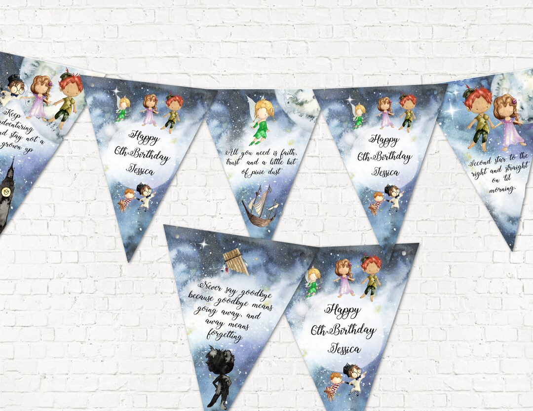 Personalised Peter Pan Neverland Party Bunting/banner - Any Occasion - Etsy