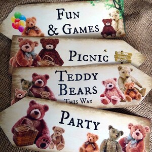 4 Teddy Bear's Picnic Party Decoration Signs Arrows - Etsy