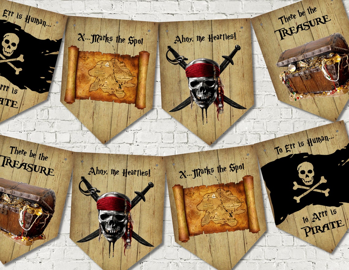 Pirates Party Decoration Bunting/banner & Ribbon - Etsy