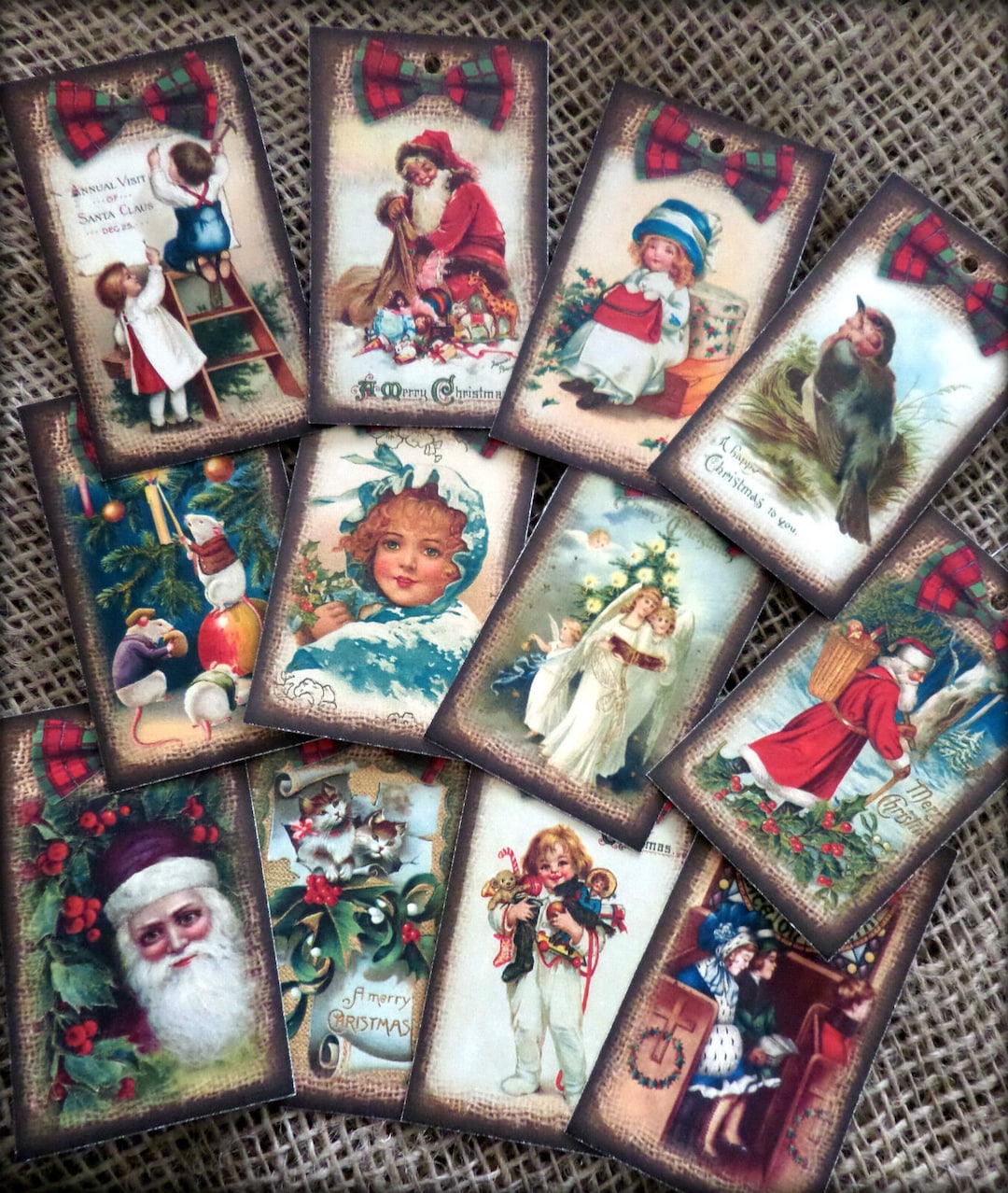 Set of 12 Traditional Vintage Christmas Gift Tags - Etsy
