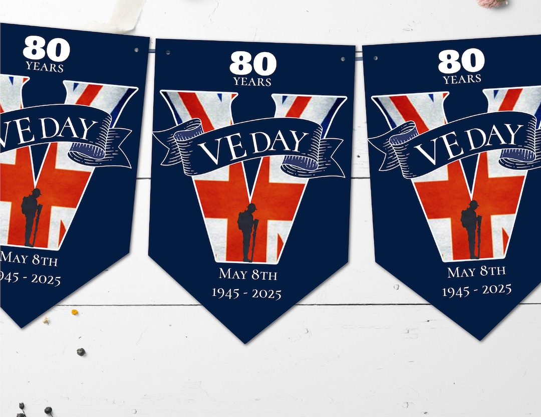 VE Day 80 Years Celebration Bunting Decoration WWII Victory in Europe ...
