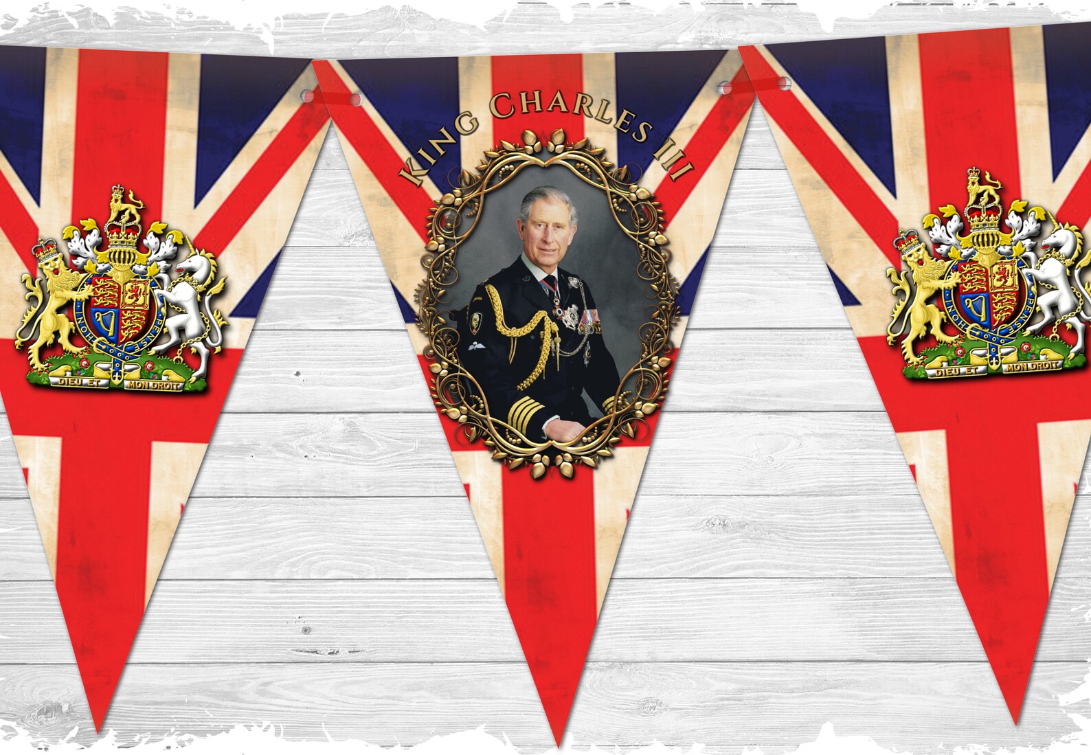 King Charles III Coronation Bunting Vintage Style Union Jack - Etsy UK