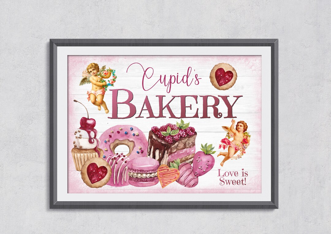 Valentine Cupid's Bakery Cakes & Sweets Wall Art Sign - Etsy
