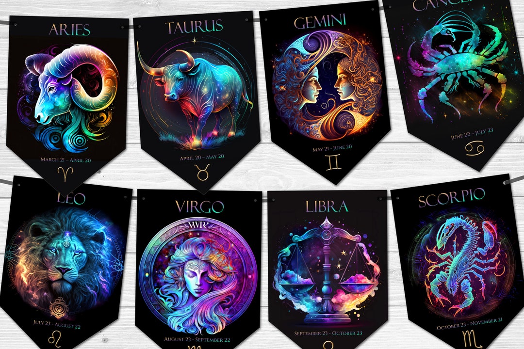Horoscope Zodiac Bunting Star Signs Mystical Wiccan Fortune Telling ...