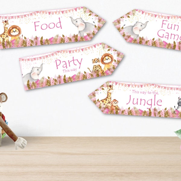 Pink Safari Birthday Decorations - Etsy