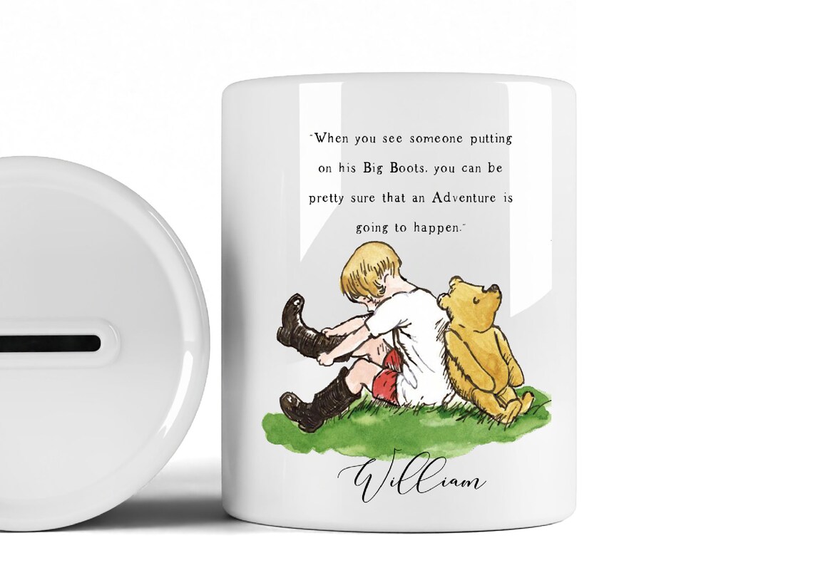 Personalised Winnie the Pooh Money Box With Quote Ceramic Savings Jar ...