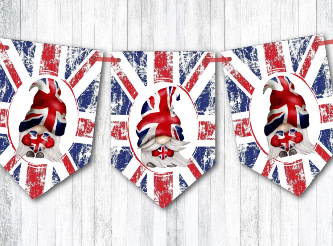 British Union Jack Gnomes Celebration Garden Party Bunting & Ribbon - Etsy