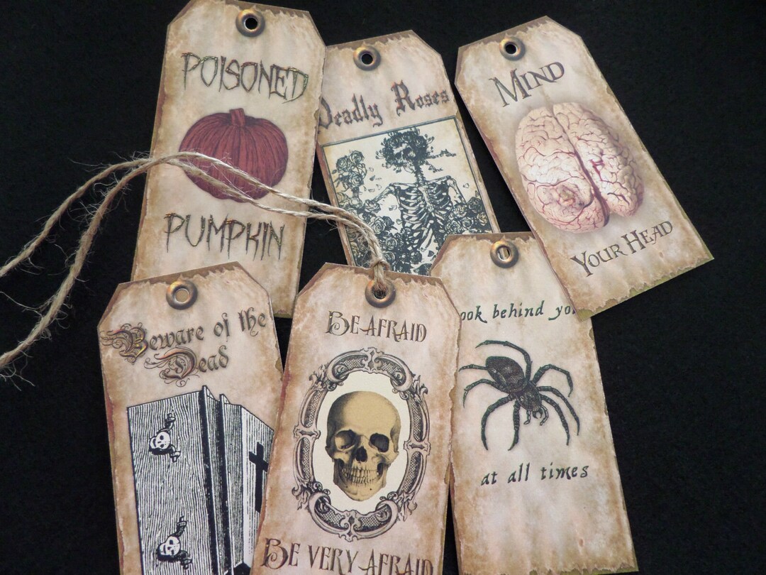 6 Halloween/horror Themed Vintage Style Gift Tags - Etsy