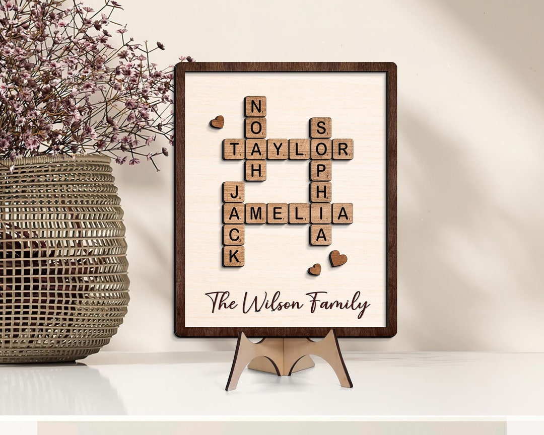 Personalized Family Puzzle Sign, Custom Family Name Sign, Crossword ...