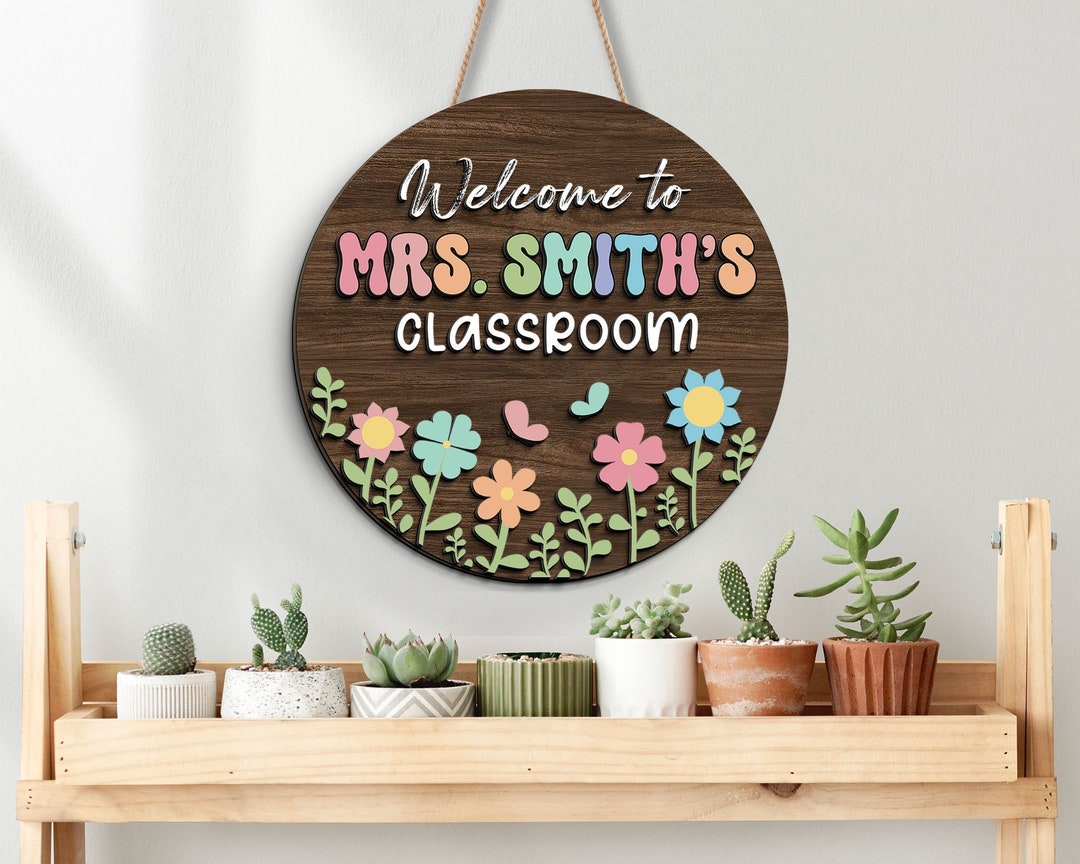Floral Teacher 3D Door Hanger, Back to School Gift, Classroom Decor ...
