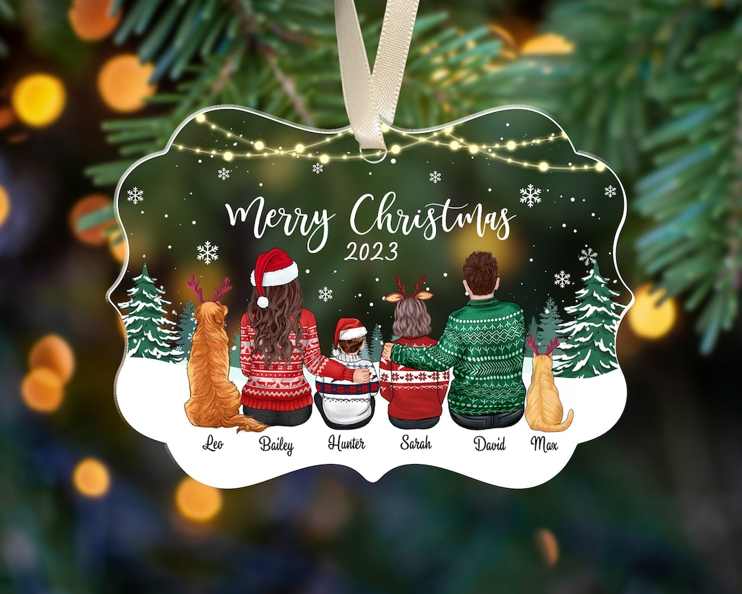 Personalized Family With Dog Christmas Ornaments, Family With Pet ...