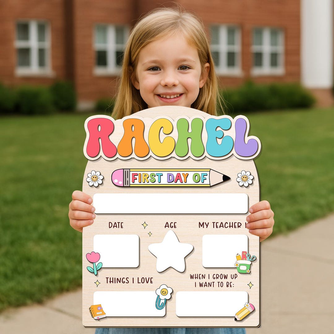 Customized First and Last Day School Sign, First Day School Wooden ...
