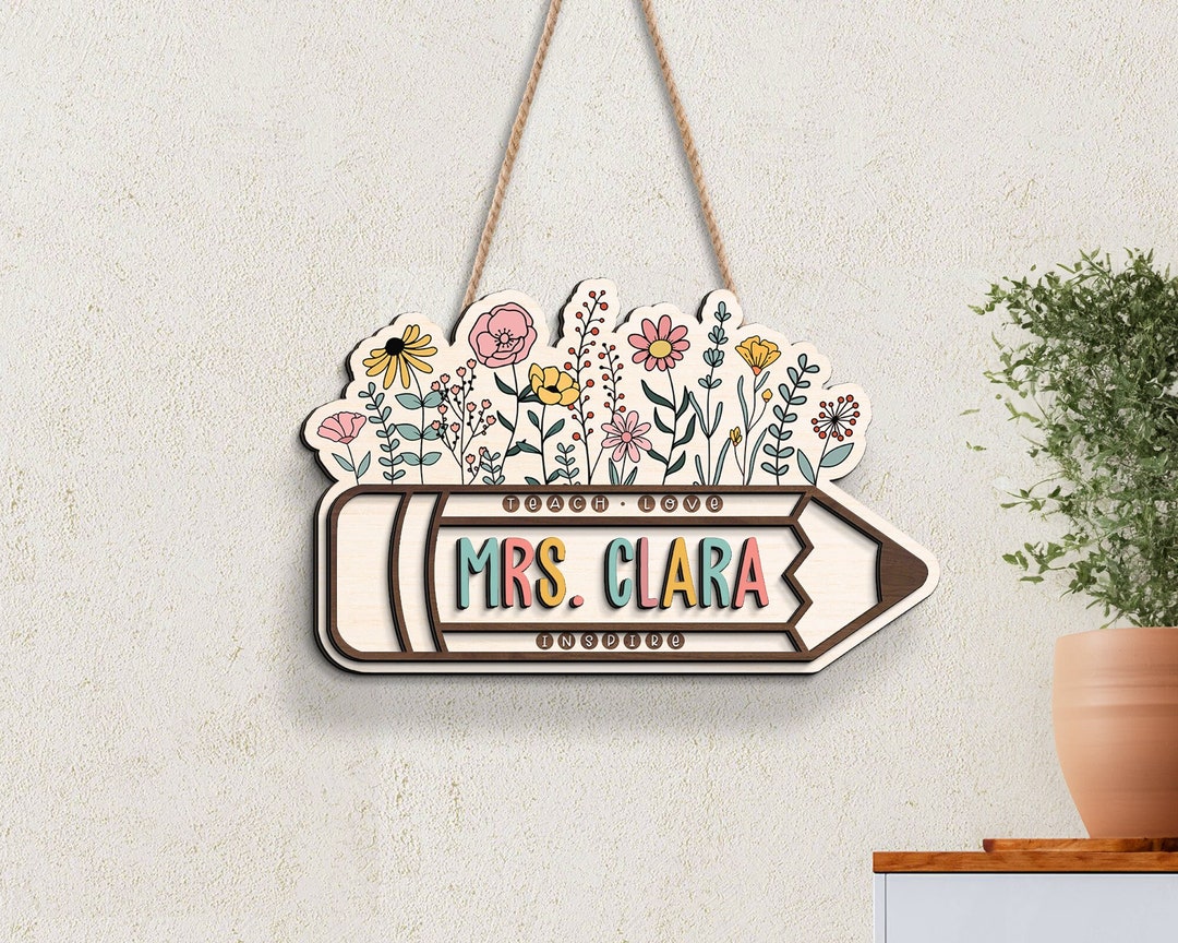 Custom Teacher Name Sign, Personalized Teacher Gifts, Teacher ...