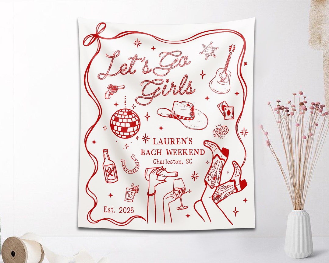 Let's Go Girls Bachelorette Party Banner, Custom Bachelorette Party ...