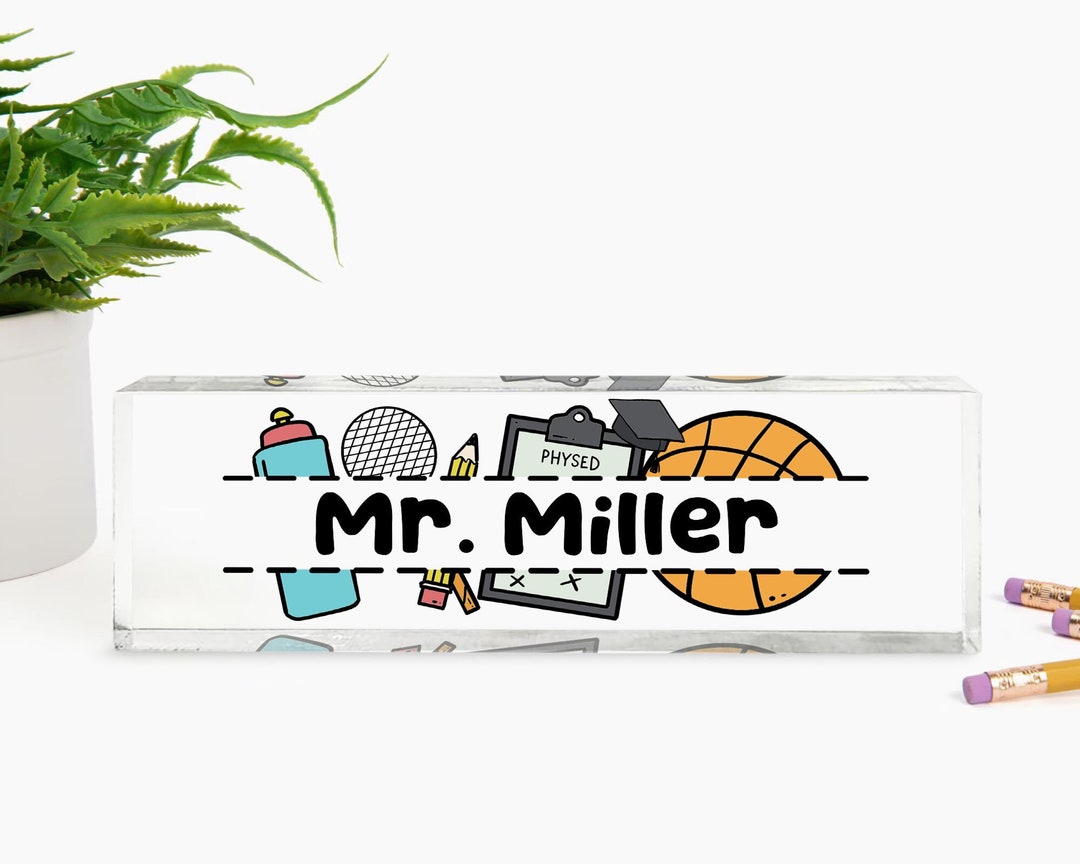 PE Teacher Desk Sign, Personalized Teacher Name Sign, Desk Name Plate ...