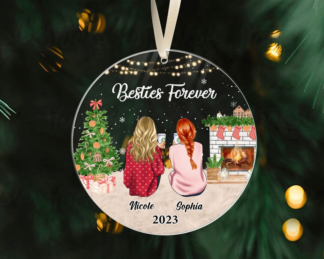 Custom Besties Ornament, Personalized Friendship Ornament, Birthday ...