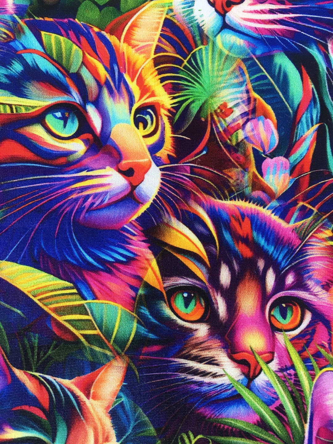 Cats Bright Neon Handkerchief for Men and Women. Large Size 46cm Square ...
