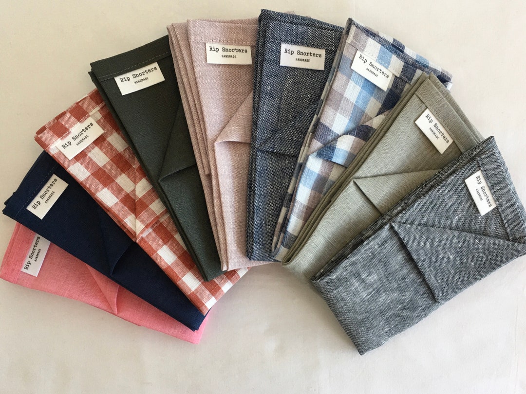 Linen Handkerchief LARGE Rip Snorter Men and Women Plain Colours Large ...