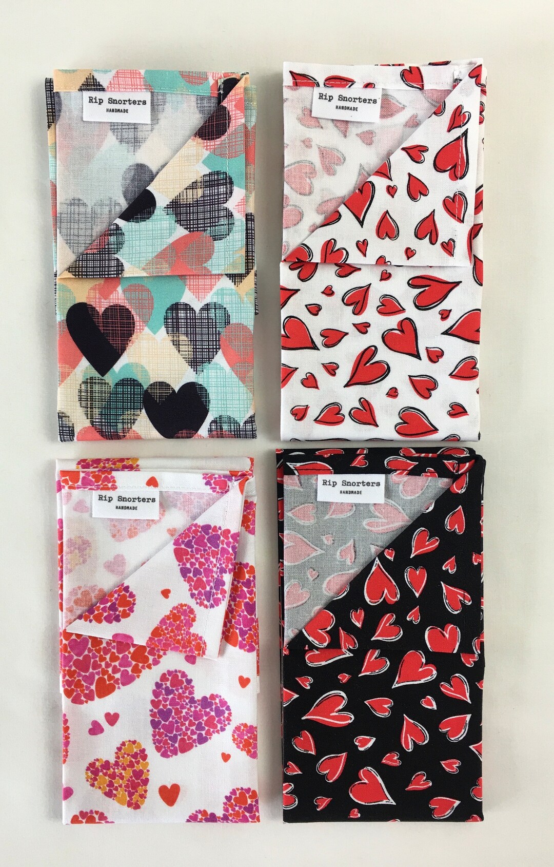 Hearts Handkerchief for Men and Women. LARGE Size Cotton. Romantic Love ...