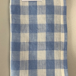 Linen Handkerchief SMALL Men and Women Brown Blue Navy Check Gingham ...