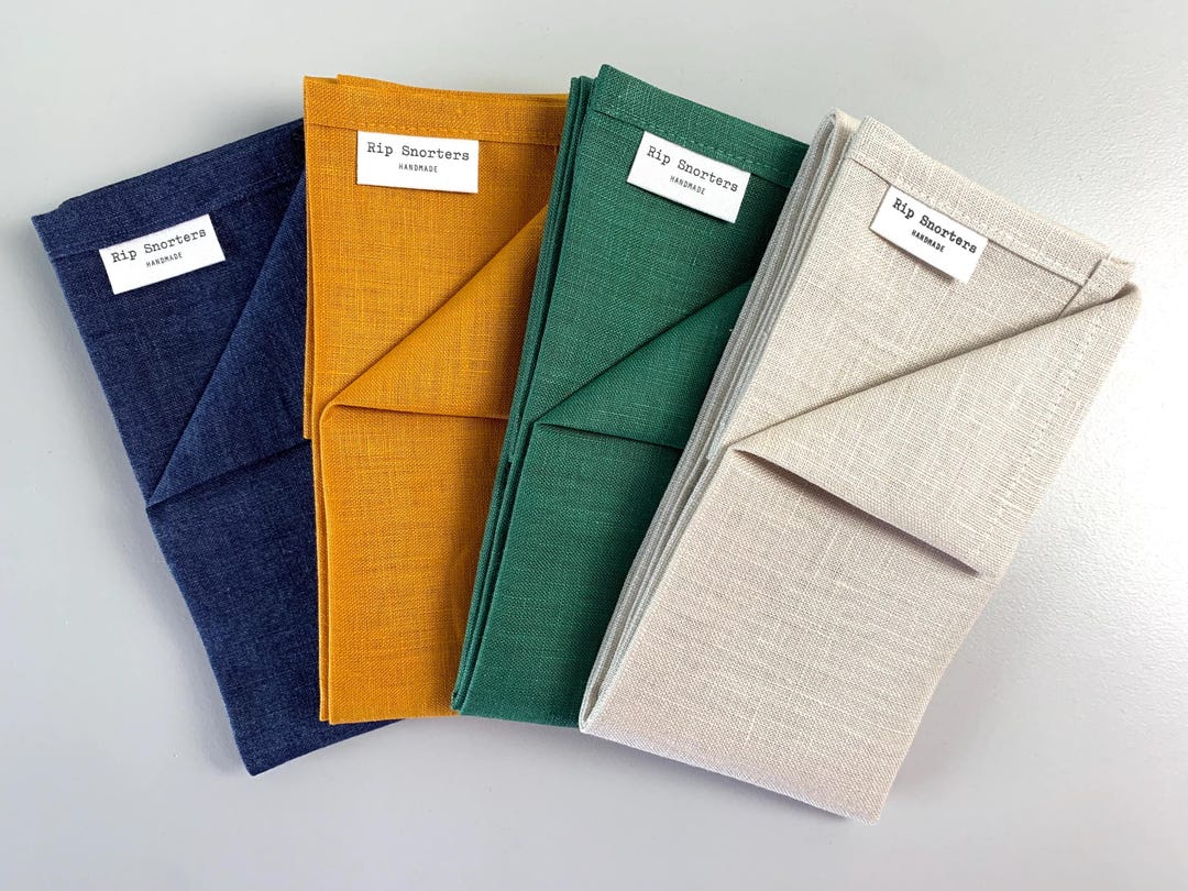 Linen Handkerchief LARGE Rip Snorter Men and Women 100% Linen. Forest ...
