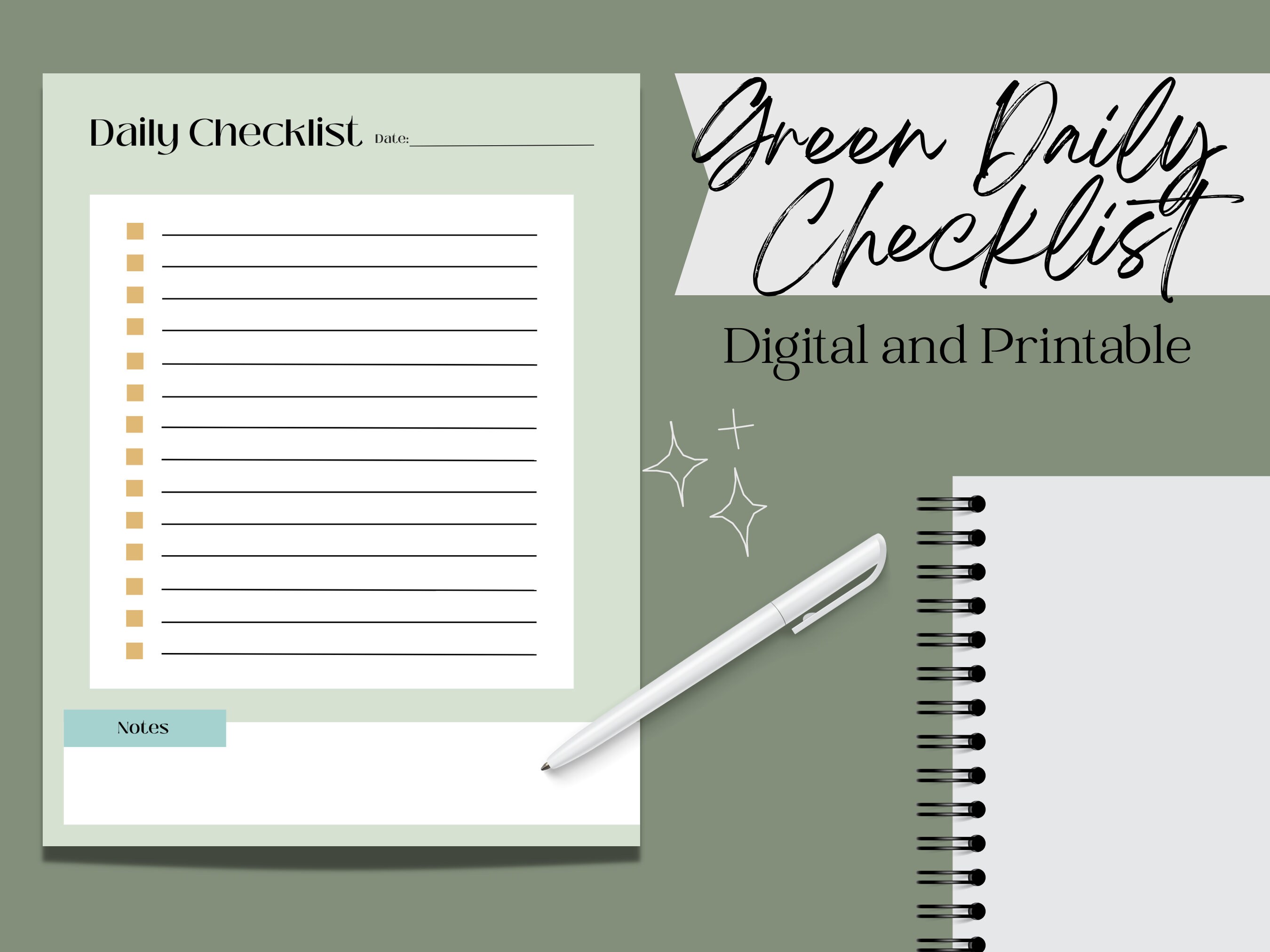 Green Printable Daily Checklist - Etsy