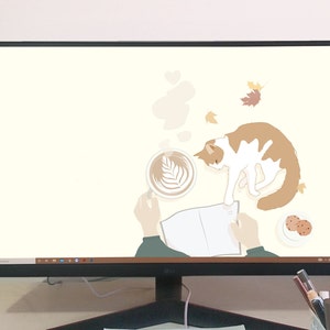 Cat & Coffee Fall Laptop, PC, Computer Desktop and iPad Wallpaper ...