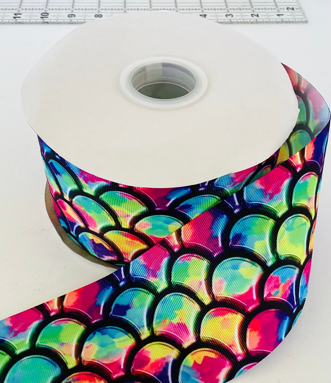 Rainbow Mermaid Scales 3 Inch Gross Grain Ribbon Sold by the Yard - Etsy