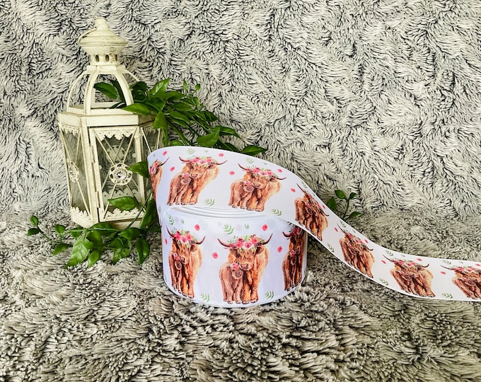 Western Highland Cow 3’ Grosgrain Ribbon. - Etsy