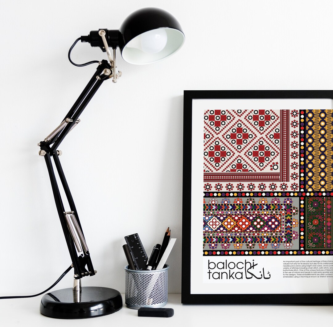 Balochi Tanka Wall Art Poster • Textile Art • Baluchistan Art • Home ...