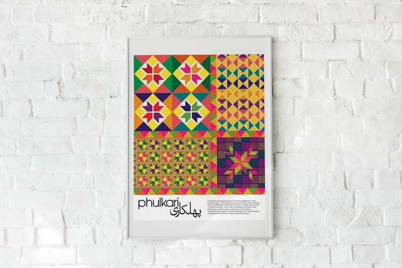 Phulkari Wall Art Poster • Textile Art • South Asian Art • Punjabi ...
