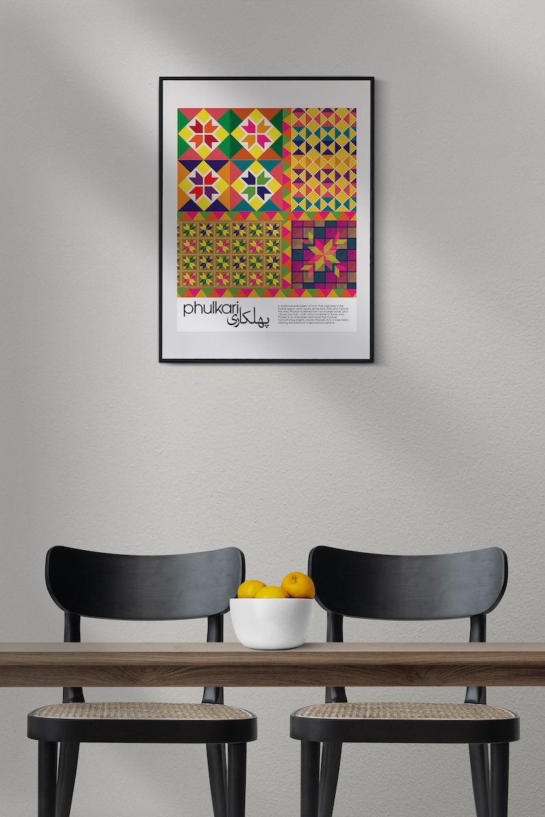Phulkari Wall Art Poster • Textile Art • South Asian Art • Punjabi ...