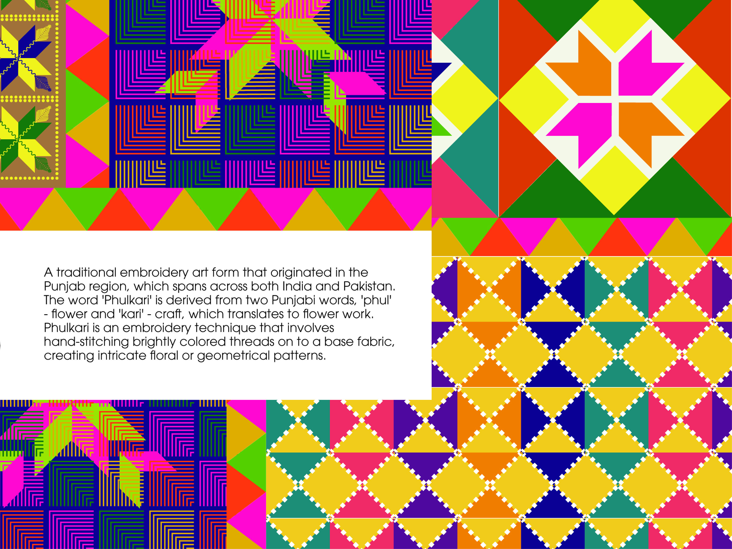 Phulkari Wall Art Poster • Textile Art • South Asian Art • Punjabi ...