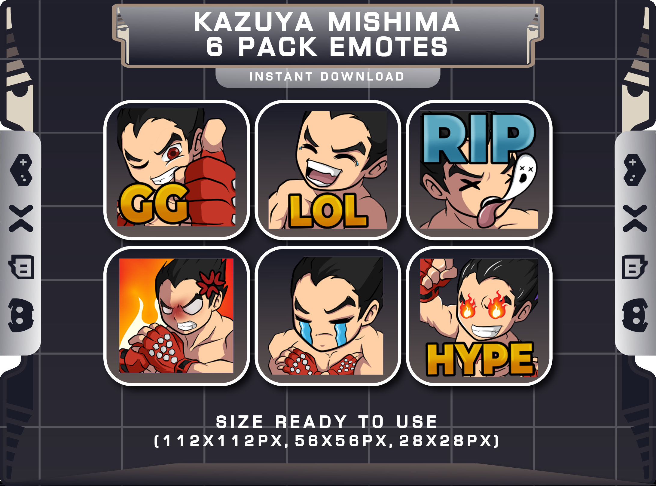 Kazuya Mishima Tekken Emotes Twitch Emotes Meme Emotes Etsy Finland