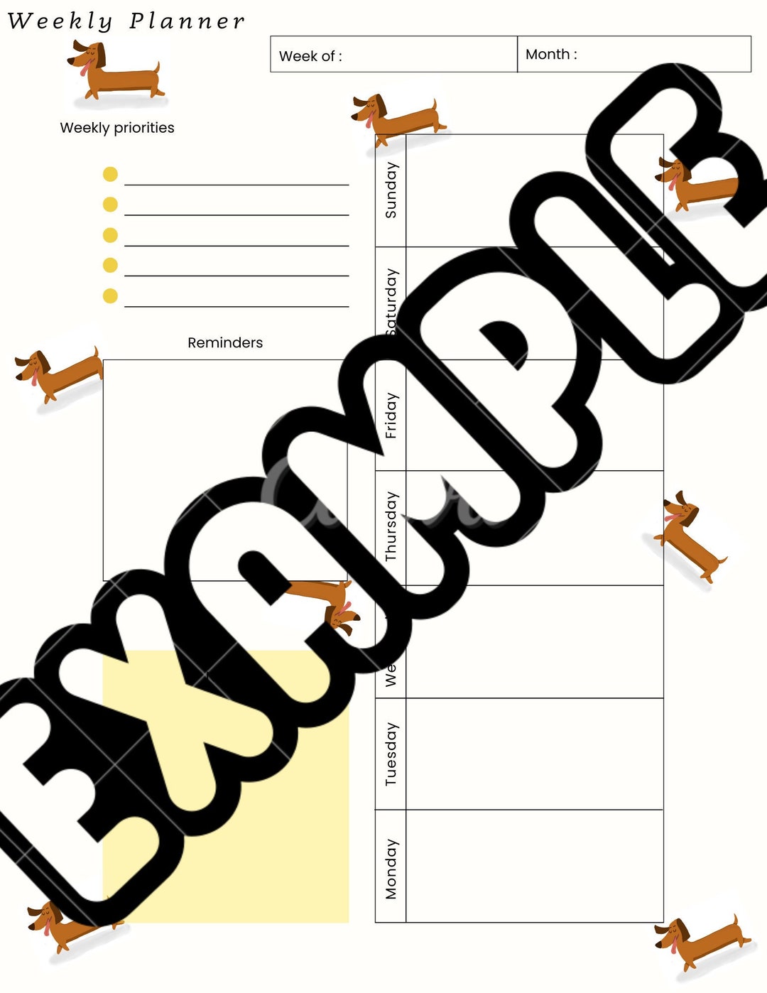 Dog Themed Weekly Planner - Etsy
