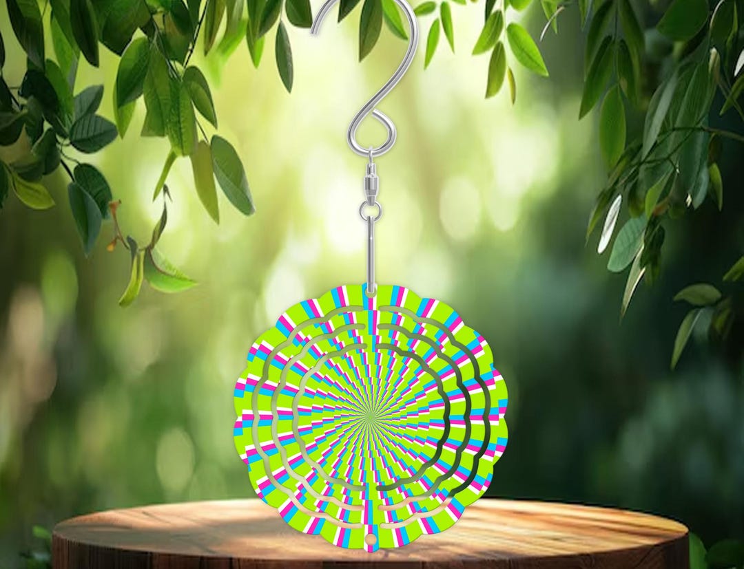 Optical Illusion V4 Mini Wind Spinner Layered Moving Green Moving ...