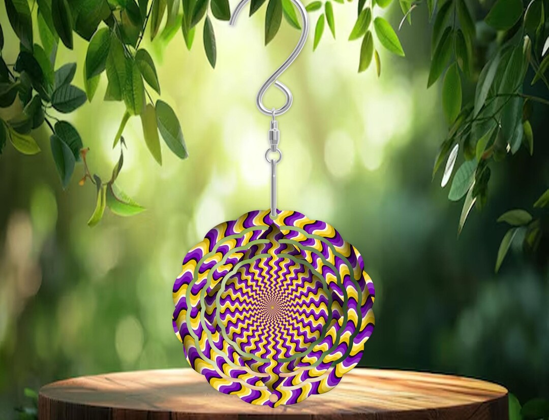 Optical Illusion Mini Wind Spinner Layered Moving Spinning Yellow ...