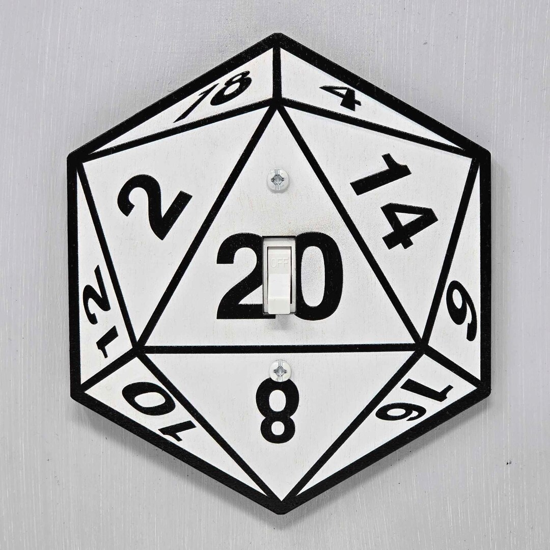 D20 Light Switch Cover RPG Role Playing Dungeons & Dragons Dice Board ...