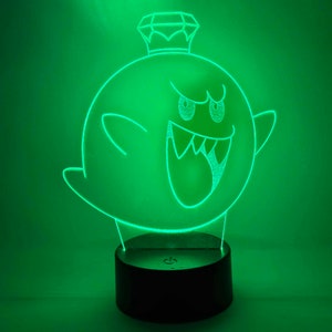 King Boo LED Light Lamp Acrylic Luigi's Mansion SMB1 Mario Bowser Ghost ...
