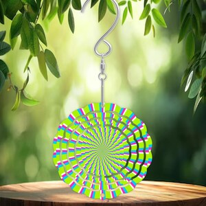 Optical Illusion V4 3, 6 & 10inch Wind Spinners Layered Moving Green ...