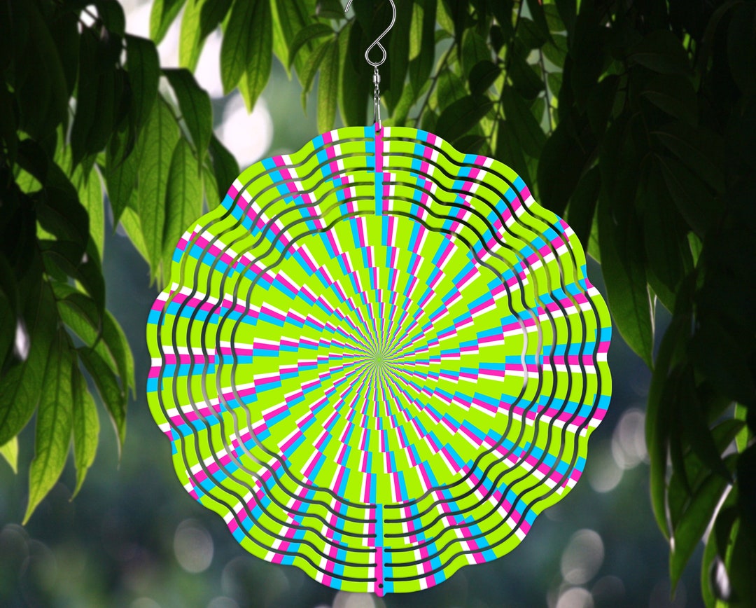 Optical Illusion V4 3, 6 & 10inch Wind Spinners Layered Moving Green ...