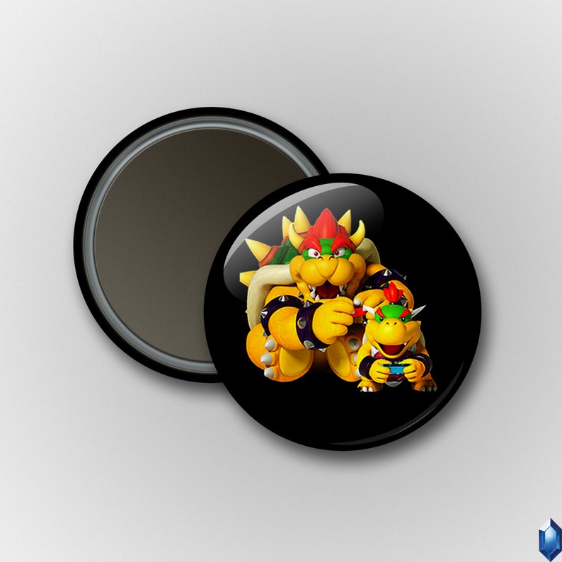 Bowser & Bowser Jr. Super Mario Pin Buttons Badge Magnet - Etsy