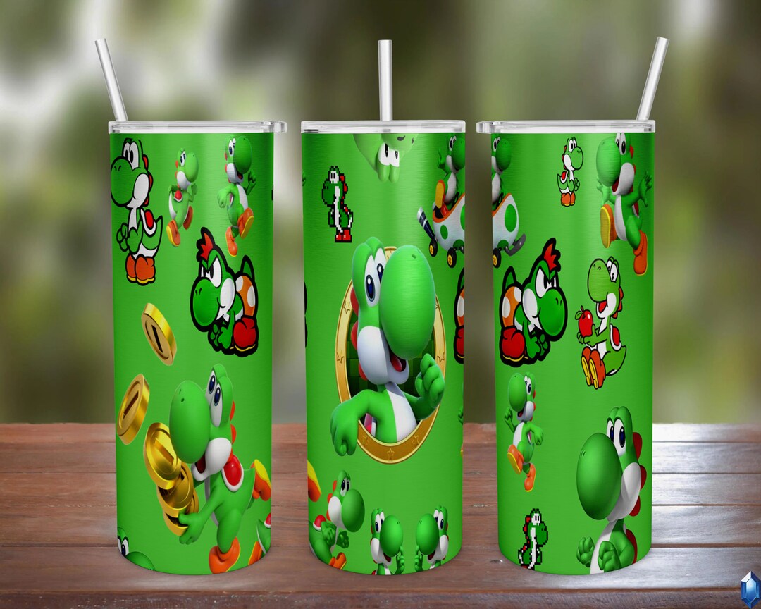 Yoshi Collage 20oz 30oz Stainless Steel Tumbler Straw Lid Video Games ...