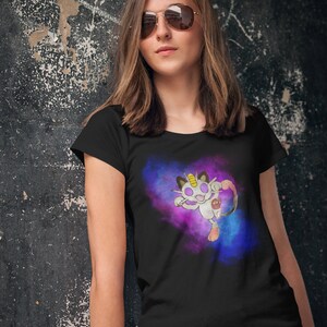 Meowth Galaxy Background T-shirt Unisex Cotton TV Sizes Video Game ...