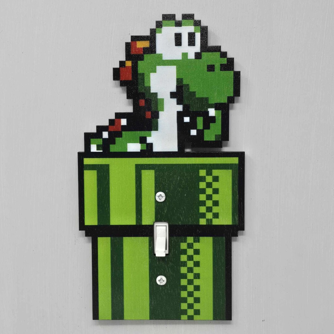 Yoshi Pipe Light Switch Cover SMB1 Luigi Video Games Kids SNES Retro ...